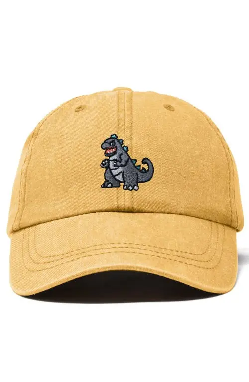 DALIX Giant Lizard Embroidered Cap - Washed Gold