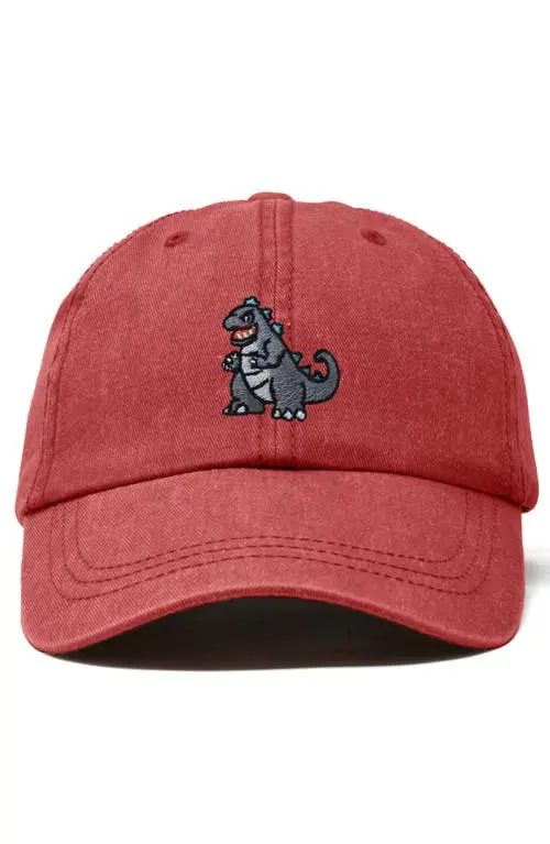 DALIX Giant Lizard Embroidered Cap - Washed Red