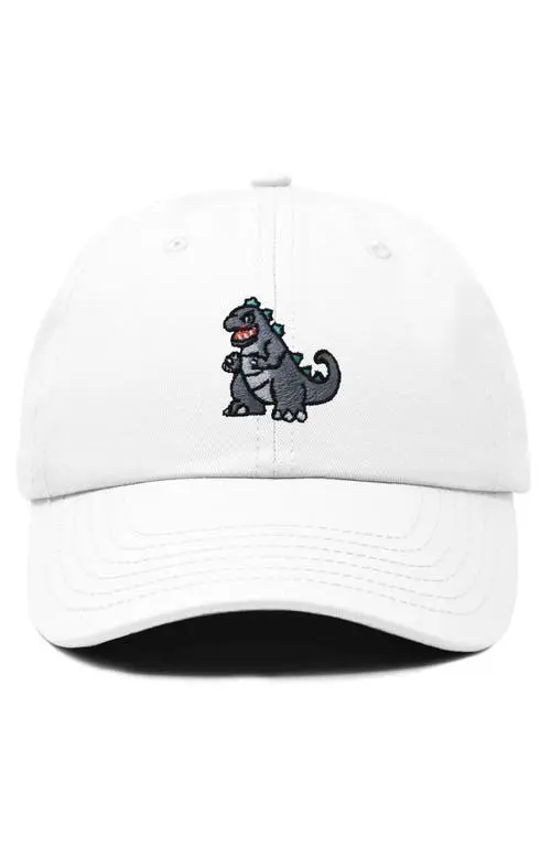 DALIX Giant Lizard Embroidered Cap - White