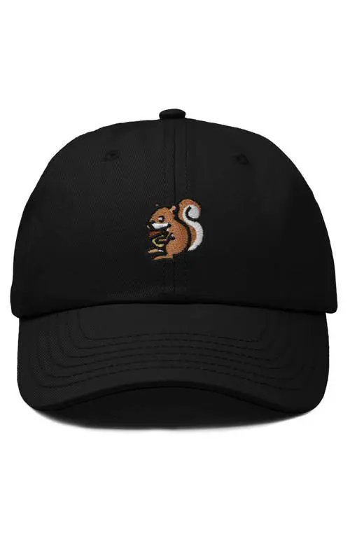 DALIX Squirrel Embroidered Cap - Black