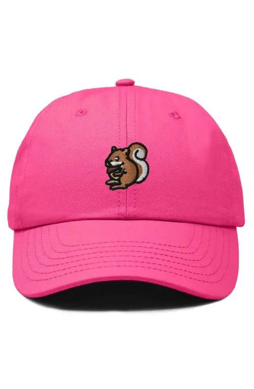 DALIX Squirrel Embroidered Cap - Hot Pink