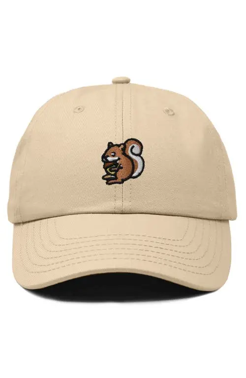 DALIX Squirrel Embroidered Cap - Khaki