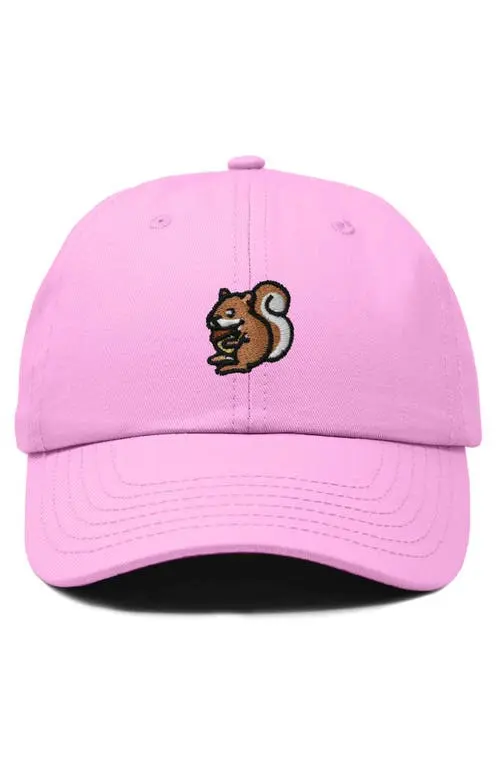 DALIX Squirrel Embroidered Cap - Light Pink