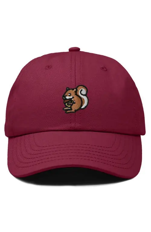 DALIX Squirrel Embroidered Cap - Maroon