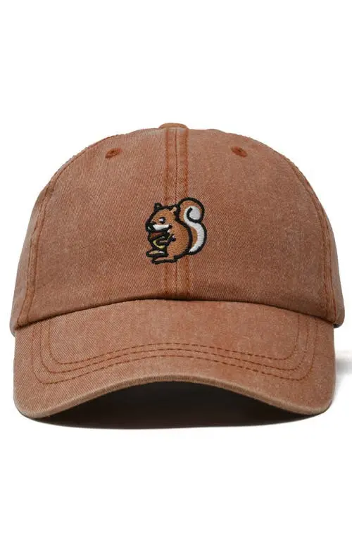DALIX Squirrel Embroidered Cap - Washed Orange