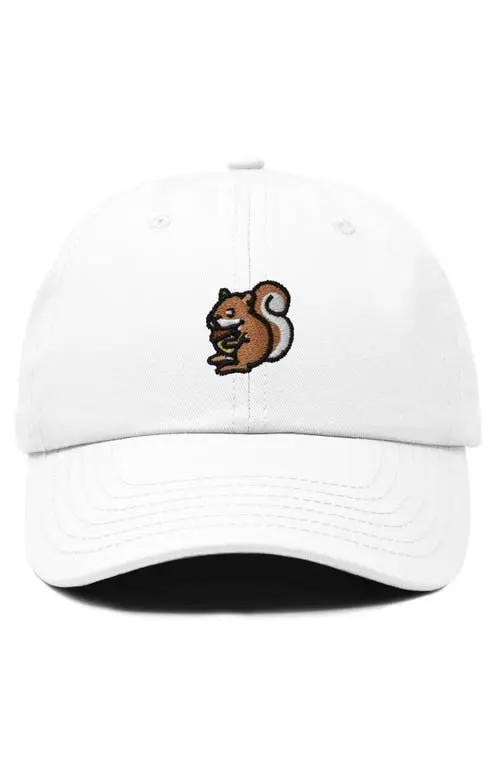 DALIX Squirrel Embroidered Cap - White