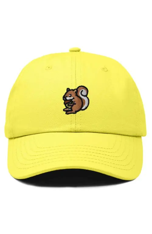 DALIX Squirrel Embroidered Cap - Yellow