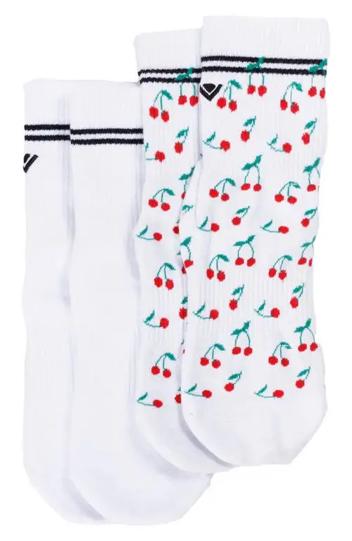 AREBESK Classic Crew Grip Socks 2 Pack - White/ Cherry