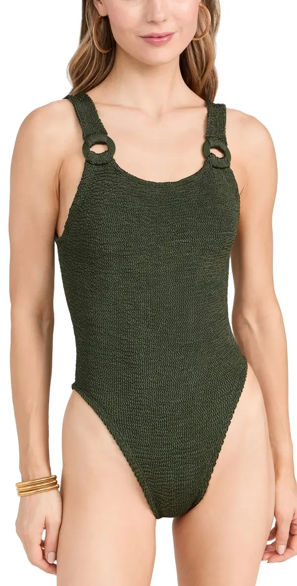 Hunza G Domino Swim One Piece - Metallic Khaki