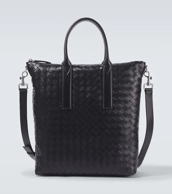 Bottega Veneta Intrecciato Leather Tote - Black