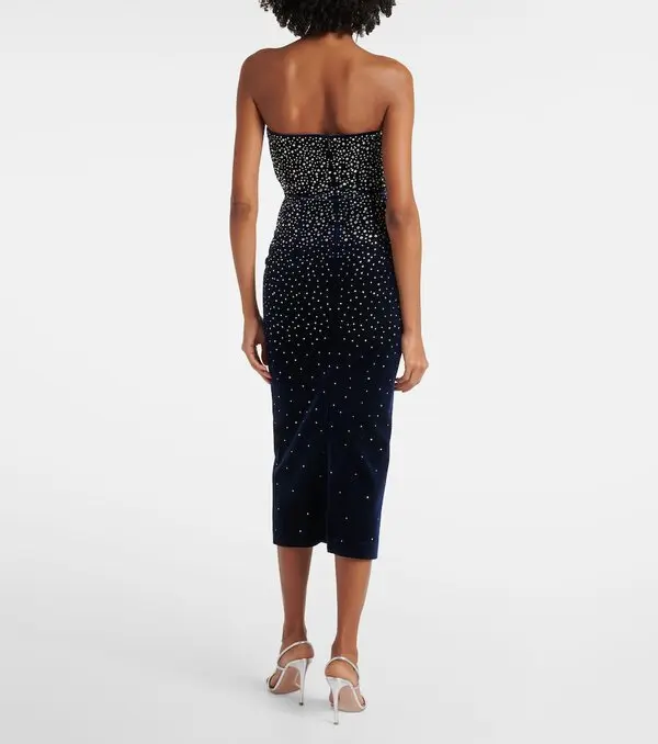 Alex Perry Embellished Velvet Midi Dress - Blue