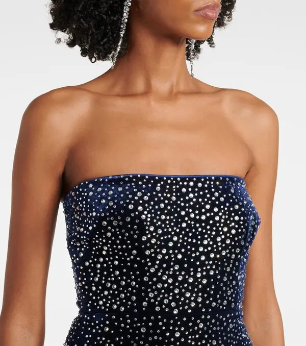 Alex Perry Embellished Velvet Midi Dress - Blue