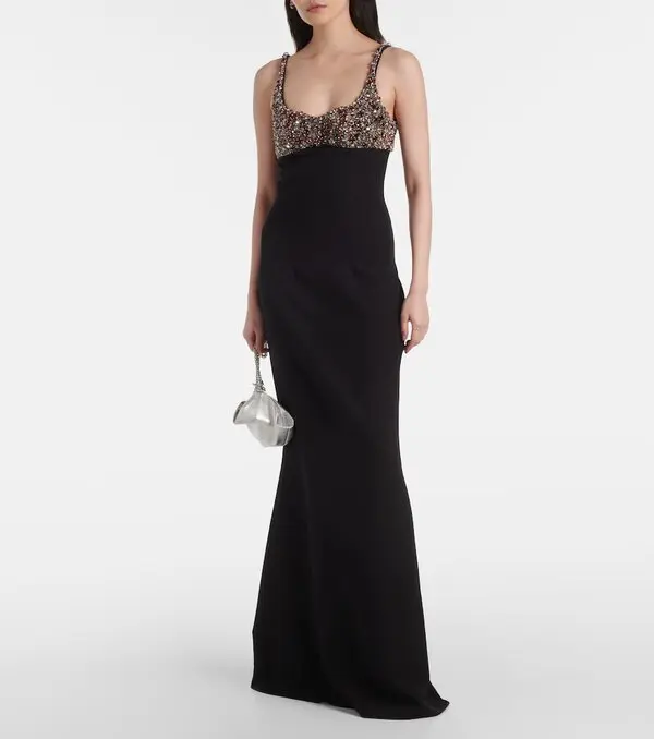 Safiyaa Crystal-embellished Gown - Black