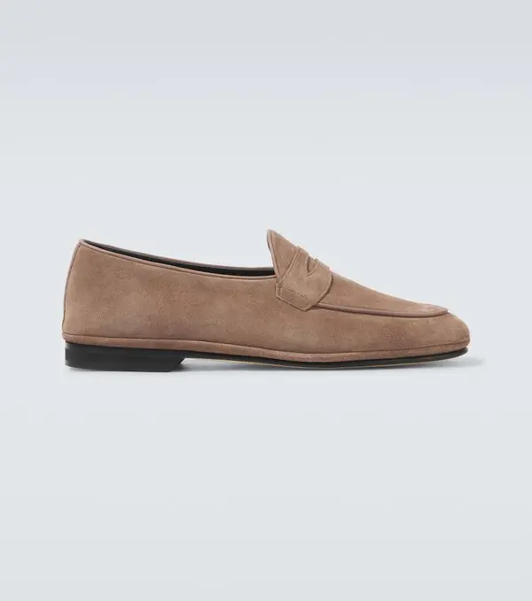 Rubinacci Suede Penny Loafers - Brown