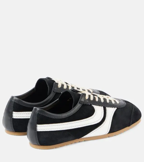 Dries Van Noten Leather And Suede Sneakers - Black