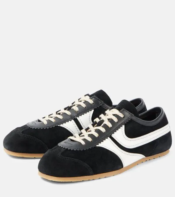 Dries Van Noten Leather And Suede Sneakers - Black