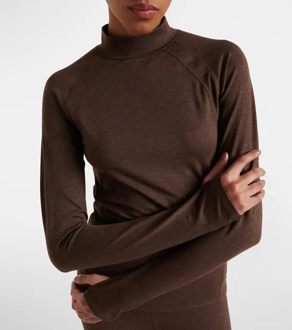 Varley Always Warm Jersey Turtleneck Top - Brown