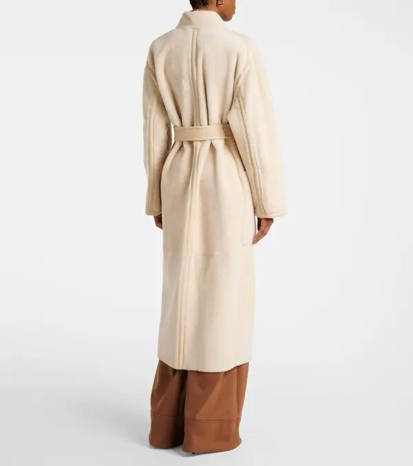 Max Mara Glassa Leather Shearling Coat