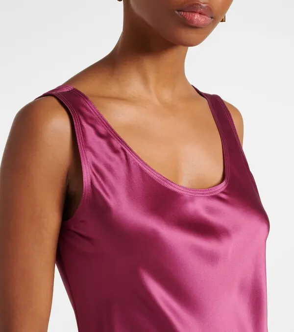 Max Mara Banjo Silk Satin Midi Dress - Pink