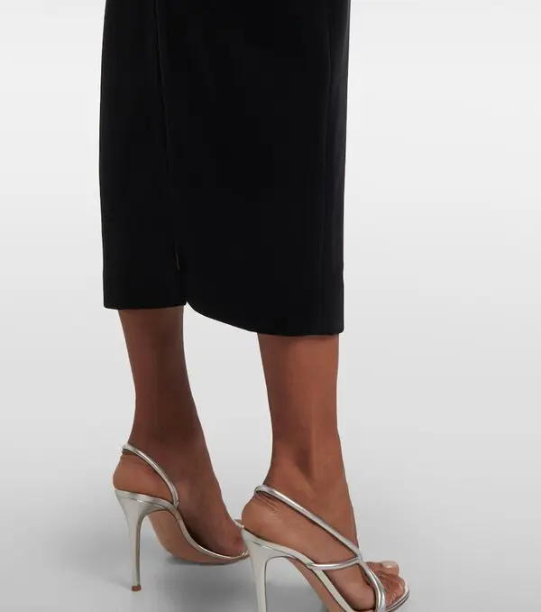 Alex Perry Velvet Sheer Neck Midi Dress