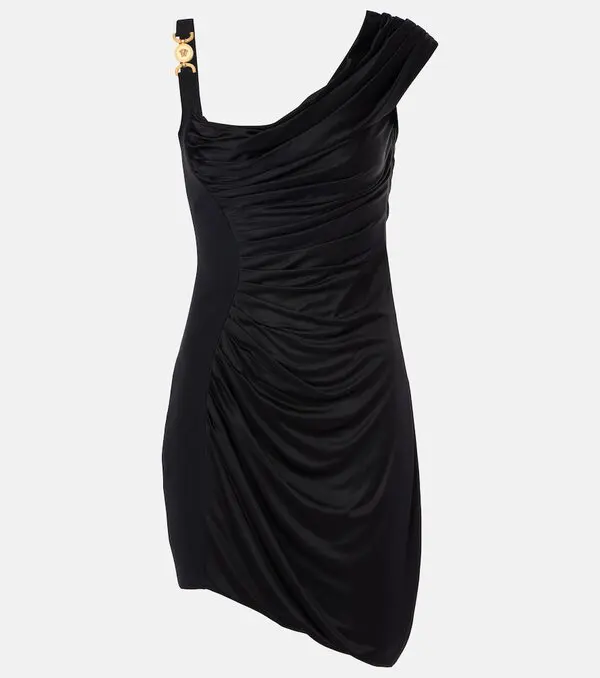 Versace Medusa '95 Draped Jersey Minidress - Black