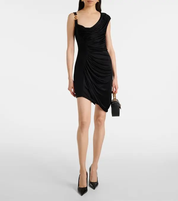 Versace Medusa '95 Draped Jersey Minidress - Black