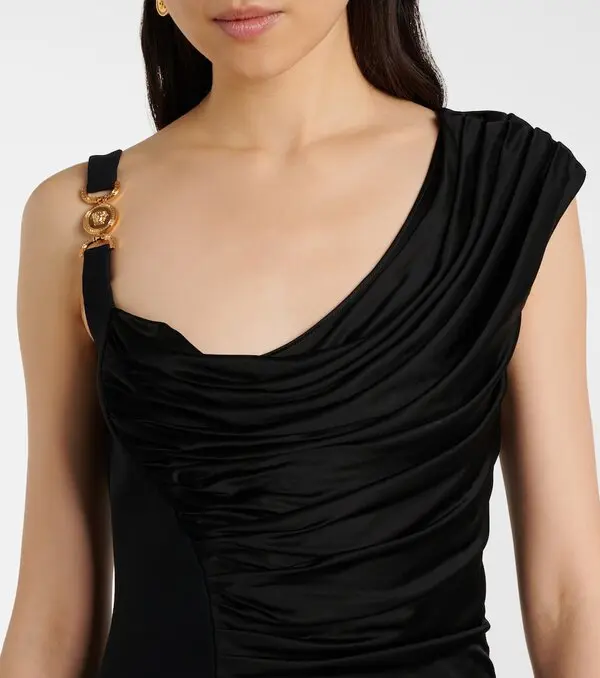 Versace Medusa '95 Draped Jersey Minidress - Black