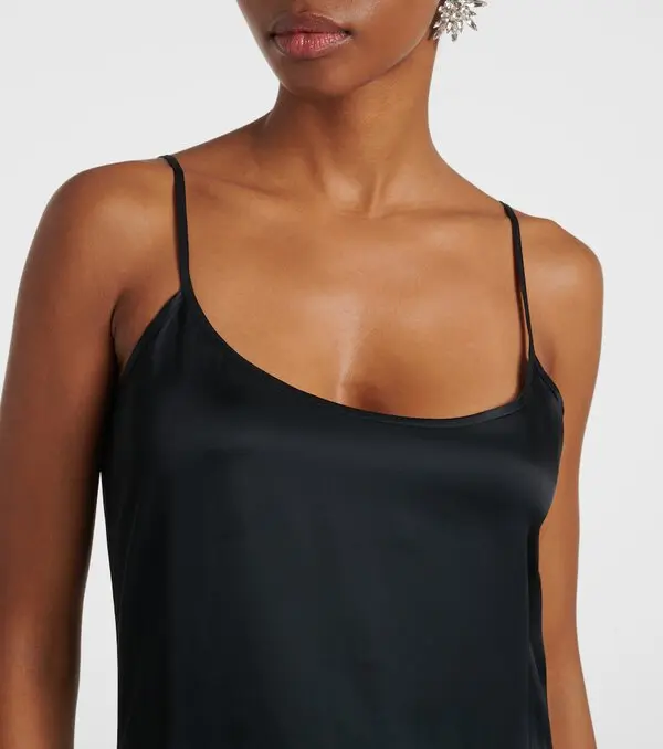 Attico Gathered Satin Maxi Slip Dress