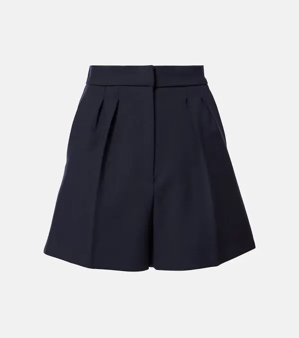 Max Mara Zic High-rise Wool-blend Canvas Shorts - Blue