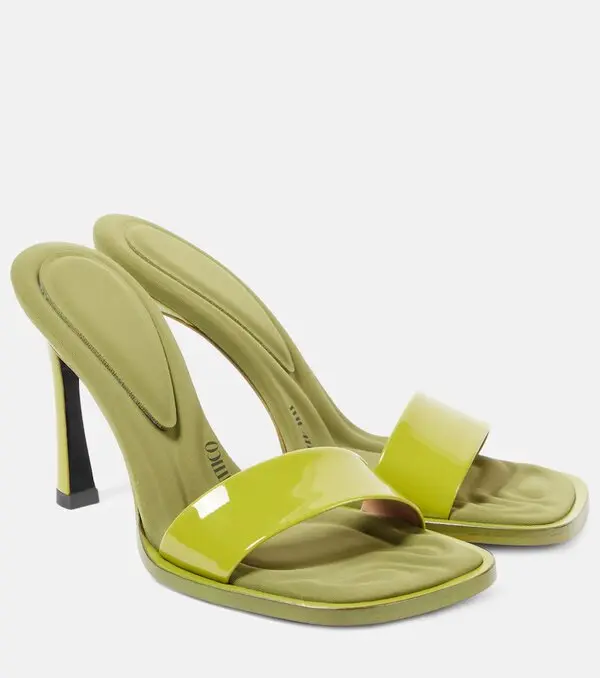Attico Mia 95 Patent Leather Mules - Green
