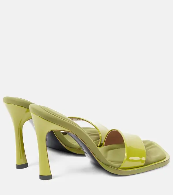 Attico Mia 95 Patent Leather Mules - Green