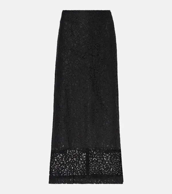 Proenza Schouler Floral Lace Maxi Skirt - Black