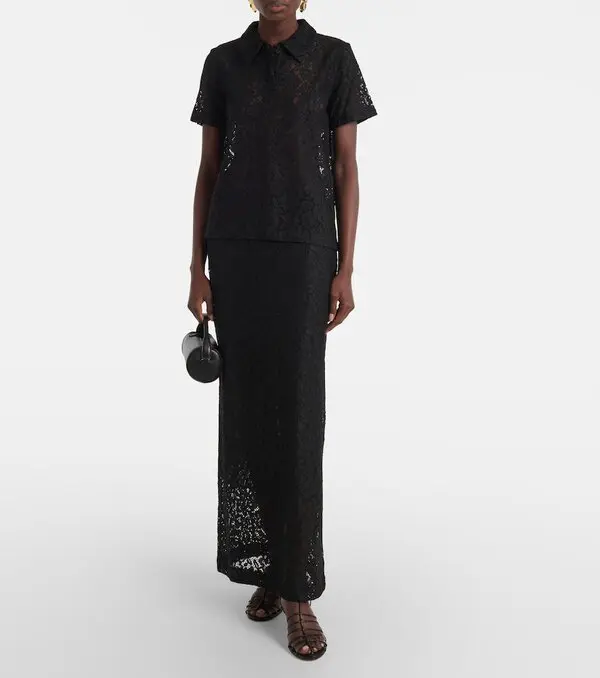 Proenza Schouler Floral Lace Maxi Skirt - Black
