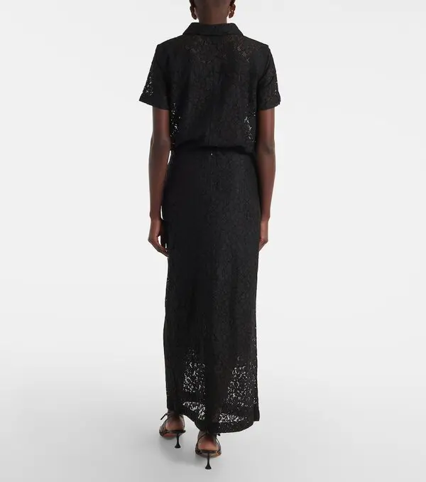 Proenza Schouler Floral Lace Maxi Skirt - Black