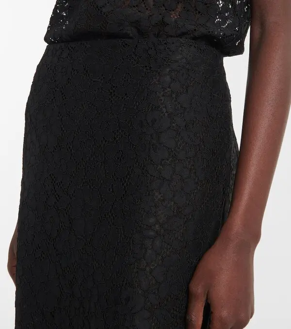 Proenza Schouler Floral Lace Maxi Skirt - Black