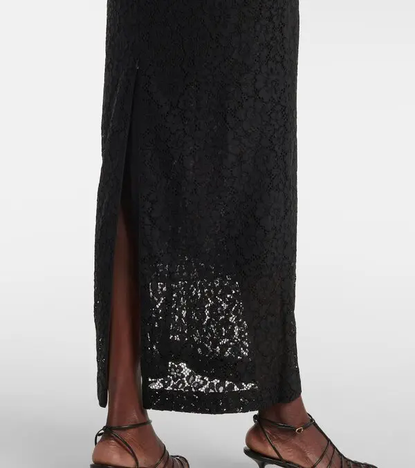 Proenza Schouler Floral Lace Maxi Skirt - Black