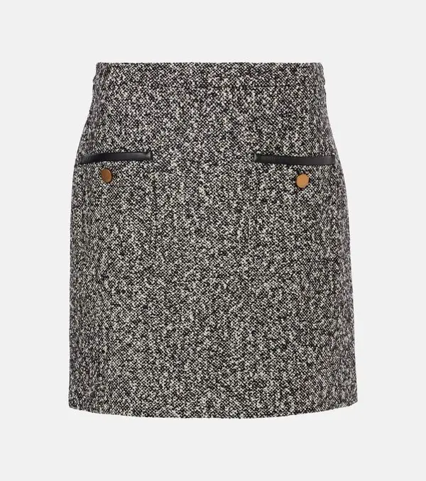 Max Mara Cosa Wool-blend Tweed Miniskirt - Black