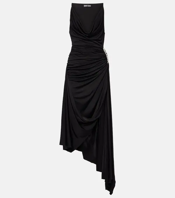David Koma Asymmetric Crystal-embellished Gown - Black
