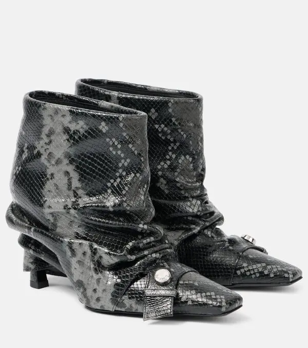 Attico Juno 95 Snake-effect Leather Ankle Boots