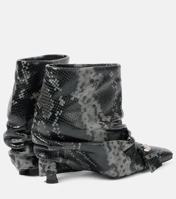 Attico Juno 95 Snake-effect Leather Ankle Boots