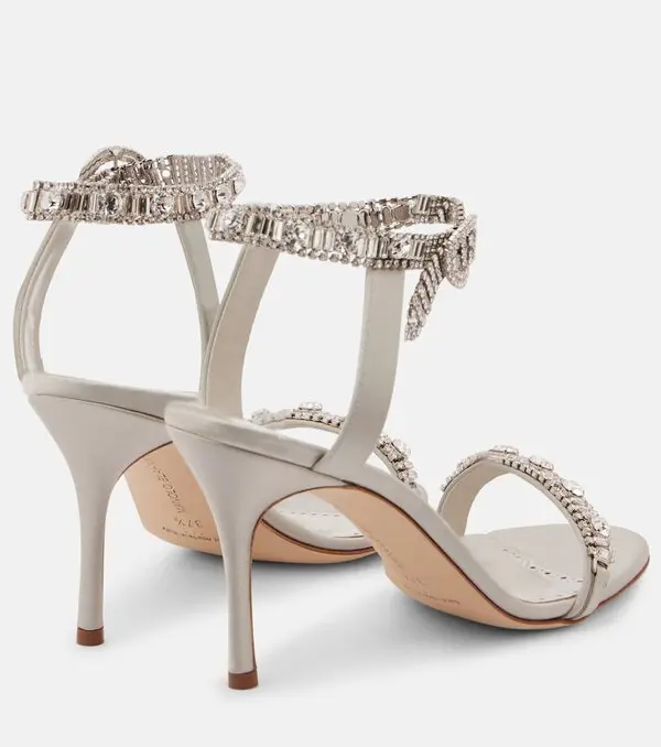 Manolo Blahnik Asa 90 Embellished Sandals - White