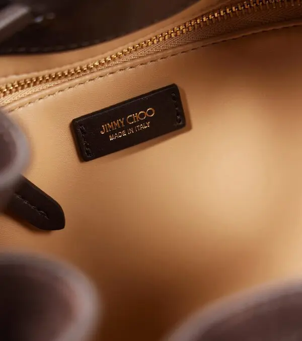 JIMMY CHOO Bon Bon Small Suede Bucket Bag - Brown