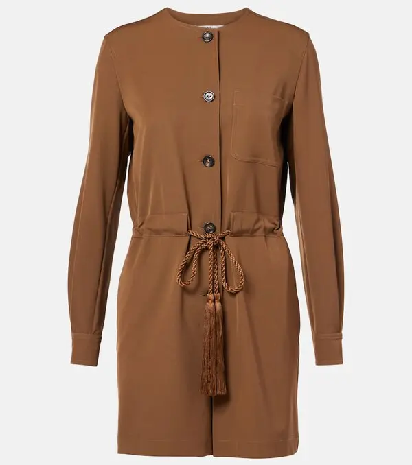 Max Mara Maine Wool Gabardine Playsuit - Brown