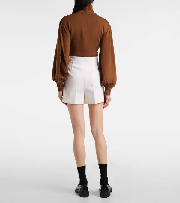 Max Mara Zic High-rise Wool-blend Shorts - White