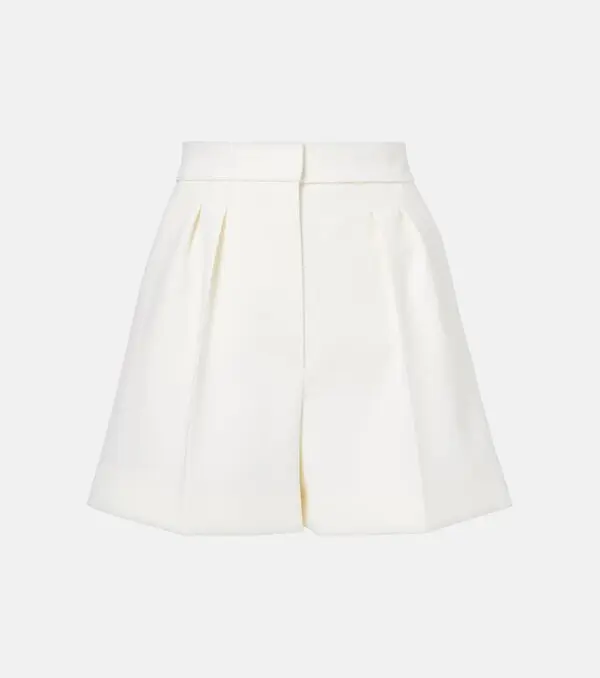 Max Mara Zic High-rise Wool-blend Canvas Shorts - White