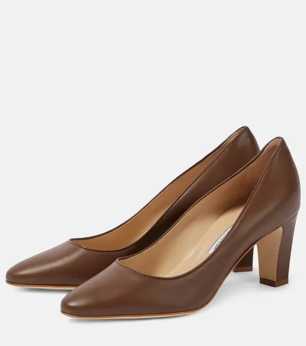 Manolo Blahnik Sikotto 70 Leather Pumps