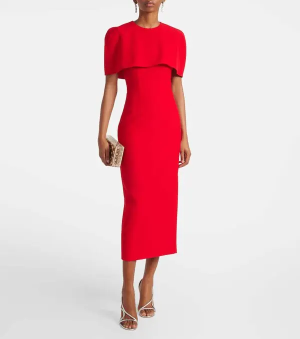 Roland Mouret Caped Crêpe Midi Dress - Red