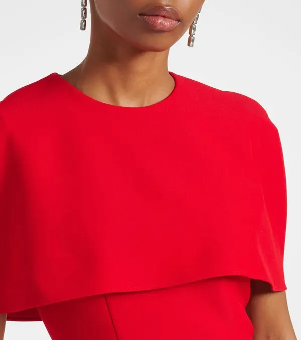 Roland Mouret Caped Crêpe Midi Dress - Red