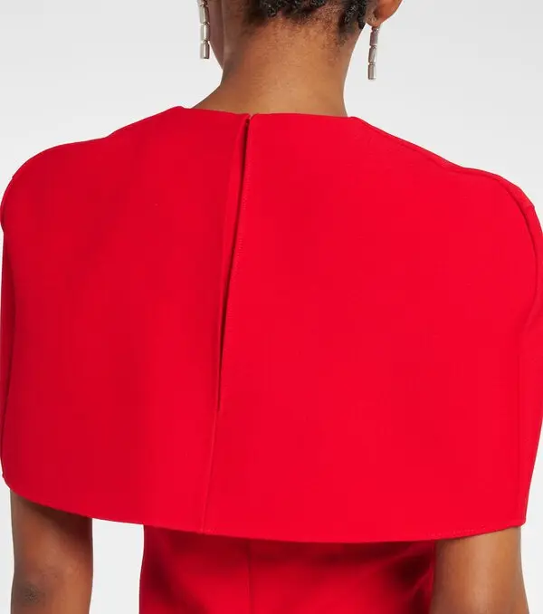 Roland Mouret Caped Crêpe Midi Dress - Red