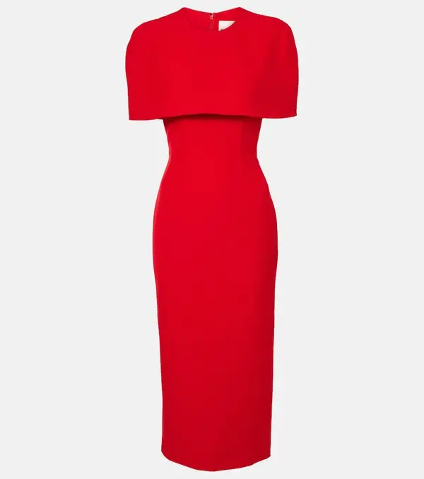 Roland Mouret Caped Crêpe Midi Dress - Red